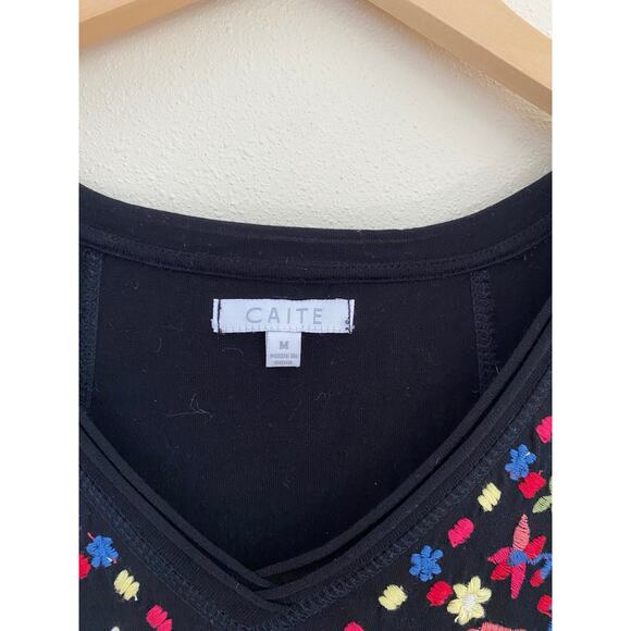 Caite | Dresses | Caite Black With Colorful Embroidered Flowers ...